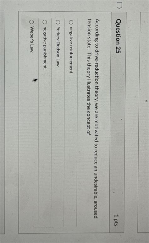 Solved Question 251 PtsAccording To Drive Reduction Theory Chegg
