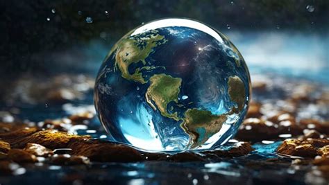 Premium Ai Image Earth Inside A Water Droplet