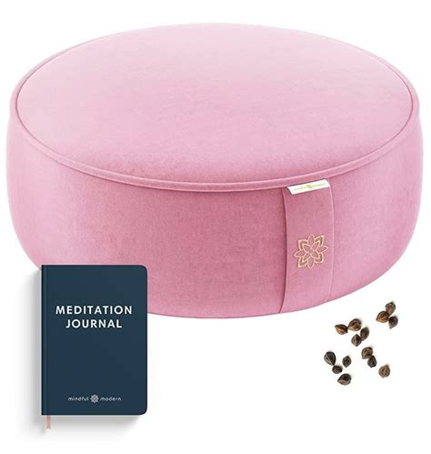 Mindful And Modern 벨벳 명상 쿠션 Luxe Zafu 요가 바닥 베개 시트 자세 지지 메밀 티몬