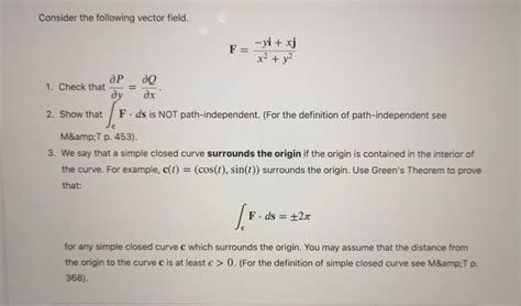 Solved Consider The Following Vector Field F X2 Y2−yi Xj 1