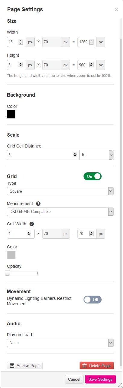 Page Settings Roll20 Help Center