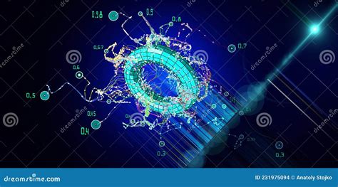 Abstract Background With Chaotic Lines Connecting Dots Of Torus With Blurred Lines Analytics
