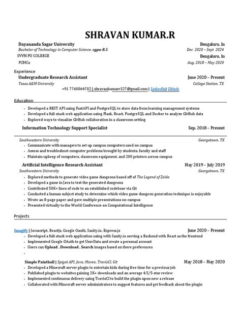 Shravan Resume Download Free Pdf Java Script World Wide Web
