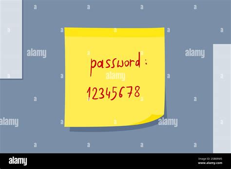 Computer Password Written Down On Paper Yellow Sticky Note Message Paper Sign Stock Vector