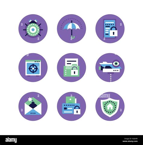 Information Security Data Protection Set Of Flat Design Style Icons Stock Vector Image And Art