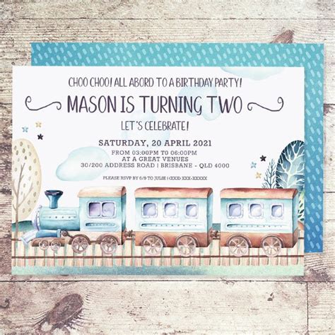 Choo Choo Train Birthday Party Invitation Digital Or Printed