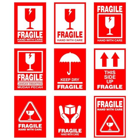 Red Fragile Warning Label Vectors And Illustrations For Free Download