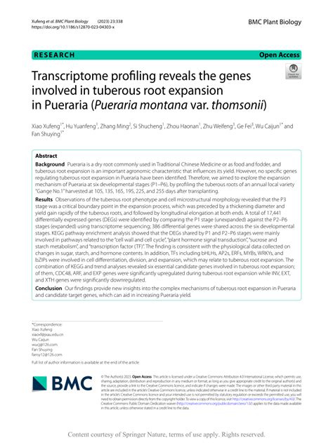 Pdf Transcriptome Profiling Reveals The Genes Involved In Tuberous