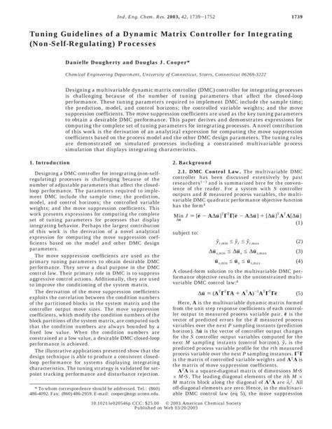 Pdf Tuning Guidelines Of A Dynamic Matrix Controller For Integrating