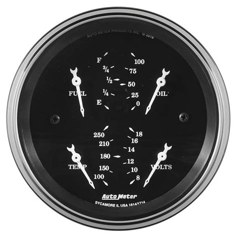 Autometer 1713 Gauge Quad 3 38 Inch Electric Old Tyme Black