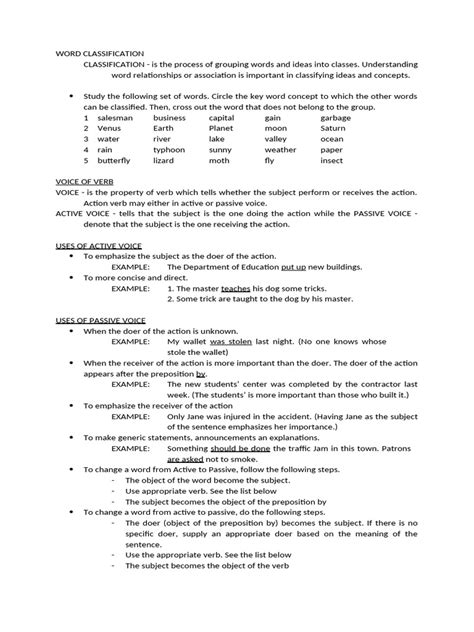 Word Classification Pdf