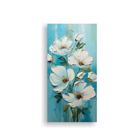 Cuadro Abstracto Estética Flores Cyan En Lienzo DecoCuadros