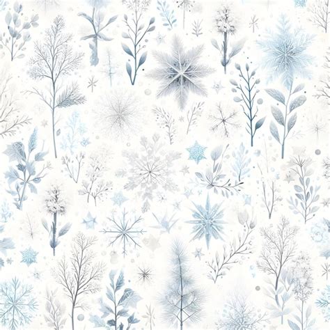 Premium Ai Image Crystal Snowflake Seamless Pattern On White Background