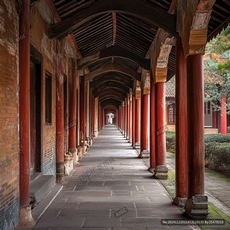 Ai创作图王府廊道 宝殿长廊 行宫长廊 御窑长廊 文殊院长廊 回廊游廊 金殿长廊 深廊 复廊 经廊 佛顶走廊 宽廊 游廊尽头 文臣廊 回廊尽处 昵图网