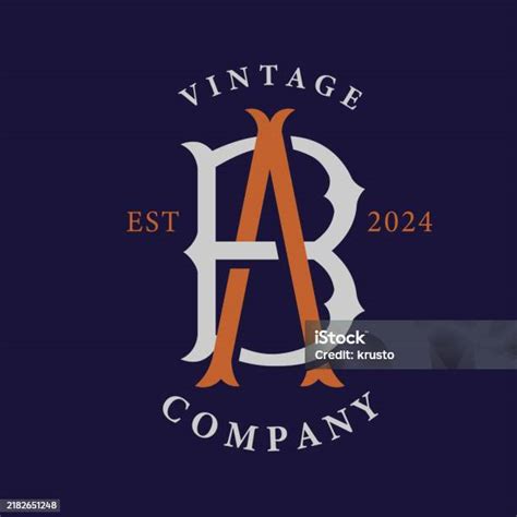 빈티지 모노그램 이니셜 편지 Ba 또는 Ab 벡터 일러스트 레이 션 모노그램에 대한 스톡 벡터 아트 및 기타 이미지 모노그램 0명 개념 Istock