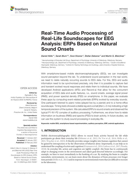 Pdf Real Time Audio Processing Of Real Life Soundscapes For Eeg