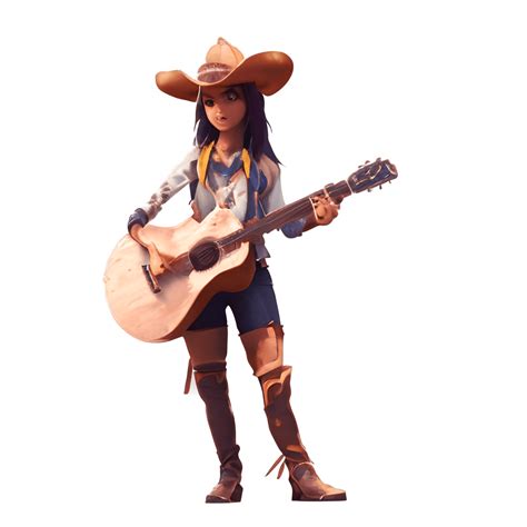 Cowgirl With Guitar · Creative Fabrica