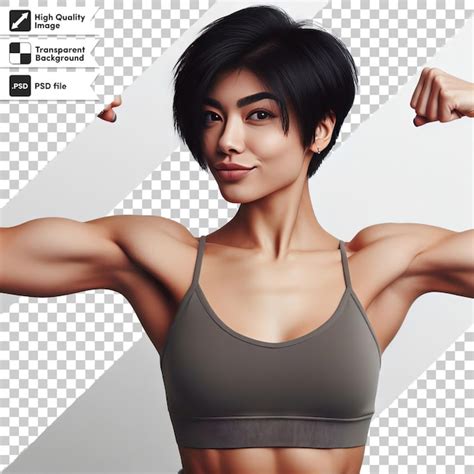Premium Psd A Woman With A Muscles Of Her Body Shows Her Muscles