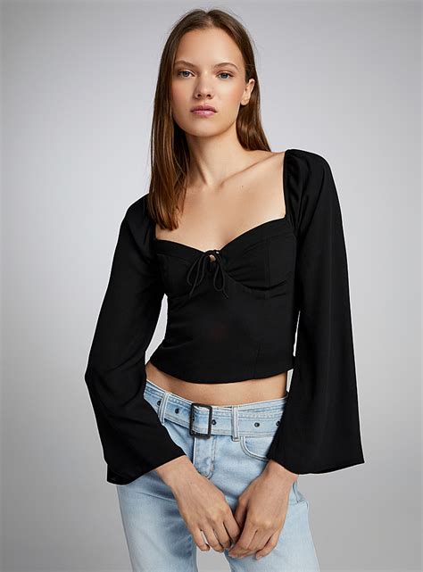 Sweetheart Neckline Cropped Blouse Twik Simons