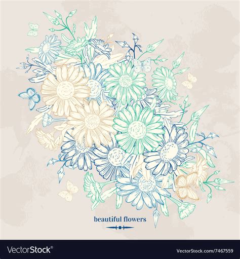 Vintage Floral Background With Chamomile Flowers Vector Image