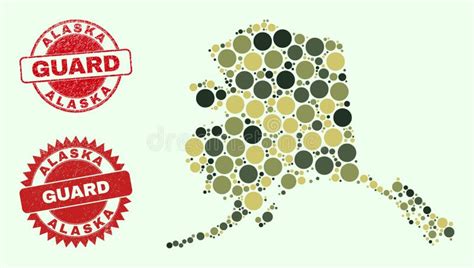 Alaska Map Composition With Camouflage Military Circle Elements With