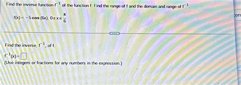 Solved Find The Inverse Function F 1 ﻿of The Function F