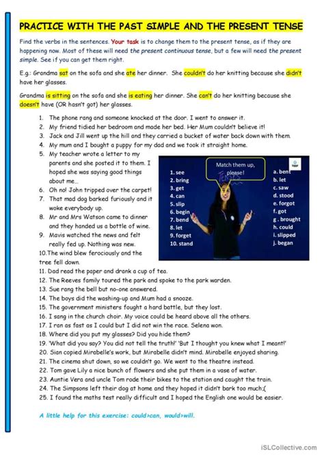 Practice For Past Simple And Present Français Fle Fiches Pedagogiques