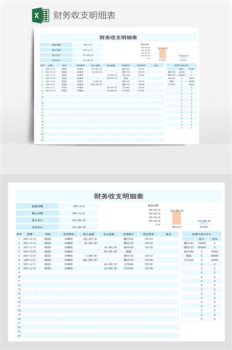 财务收支明细表 当图网