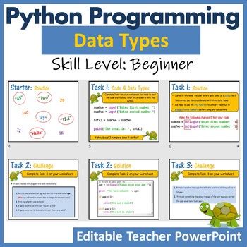Data Types In Python Programming Computer Coding Worksheets Tpt