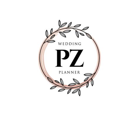 PZ Initials Letter Wedding Monogram Logos Collection Hand Drawn Modern