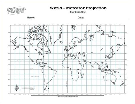 World Map Coordinates Worksheets
