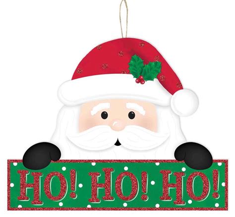 1275x10 Ho Ho Ho Santa Clause Christmas Wreath Sign With Glitter