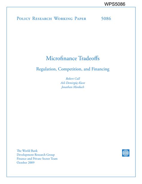 PDF Microfinance Tradeoffs Regulation Competition And Financing