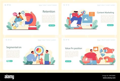 Website Marketing Tactics Set Illustrates Customer Retention