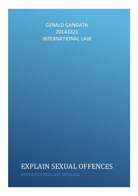 Doc Explain Sexual Offences With Actus Reus And Mens Rea