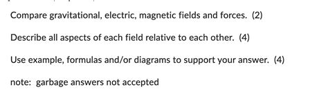 Solved Compare Gravitational Electric Magnetic Fields And
