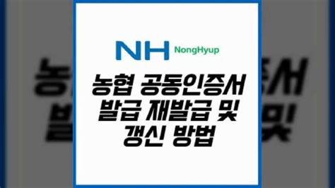 농협 공동인증서 발급 재발급 및 갱신 방법 공인인증서 범용 공동인증서 가져오기 내보내기 사업자용 공인인증서 발급하기