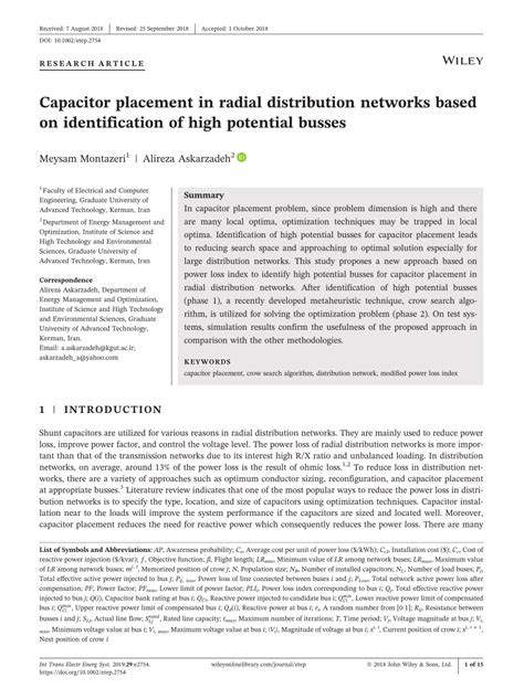 Capacitor Placement In Radial Distribution Networks Based On Identification Of High Potential