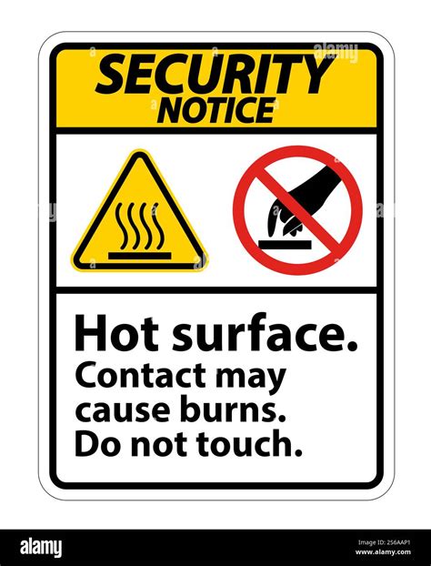 Seurity Notice Hot Surface Do Not Touch Symbol Sign Isolate On White