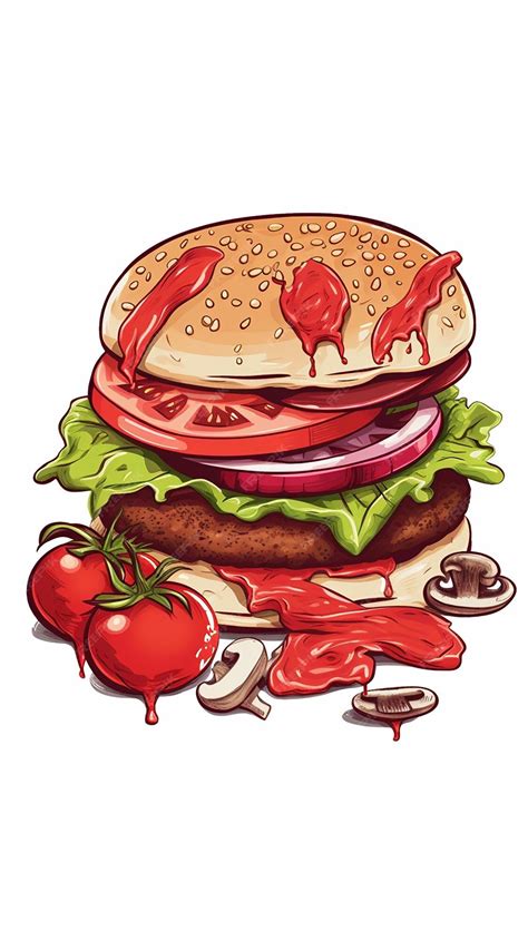 Premium Photo Cartoon Illustration Cartoon Fast Food Meal Pizza