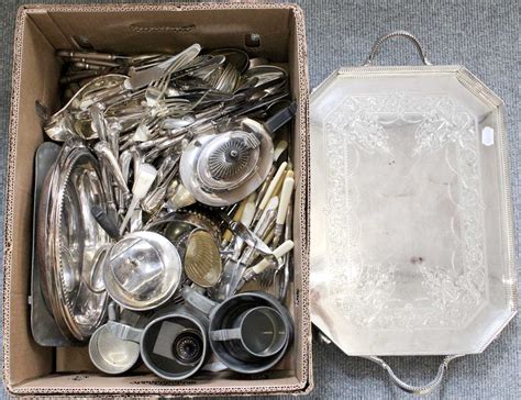Lot 199 A Box Of Assorted Silver Plated Wares