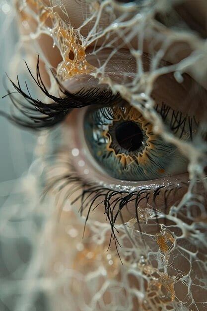 A Womans Eye With A Spider Web Premium Ai Generated Image