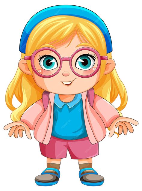 Premium Vector Cute Nerdy Girl Cartoon Character