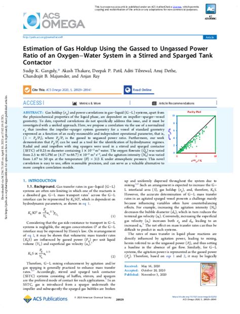 Pdf Estimation Of Gas Holdup Using The Gassed To Ungassed Power Ratio