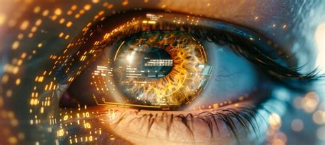 A Closeup Of A Human Eye Enhanced With Futuristic Technology Showing