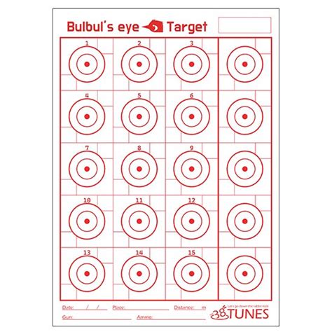 38tunes Bulbuls Eye Target ブルブルズアイ ターゲット エアライフル用的紙 A4サイズ 20枚入り