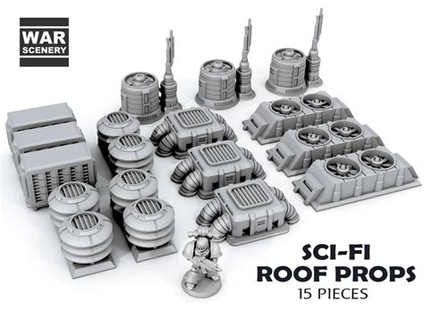 Sci Fi Roof Props Road Blocks Scenery Terrain Set For War Games 28mm