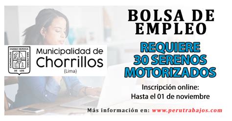 Municipalidad De Chorrillos Lanza Convocatoria Para Contratar 30