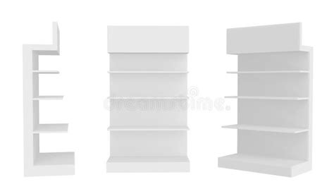 3d Shelves And Shelfs In Store Or Market Display Stock Illustration