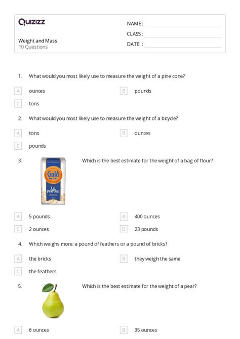50 Comparing Weight Worksheets For 3rd Grade On Quizizz Free And Printable